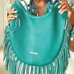 Sassy Jones | Bags | Nwt Sassy Jones Green Dina Fringe Leather Hobo ...